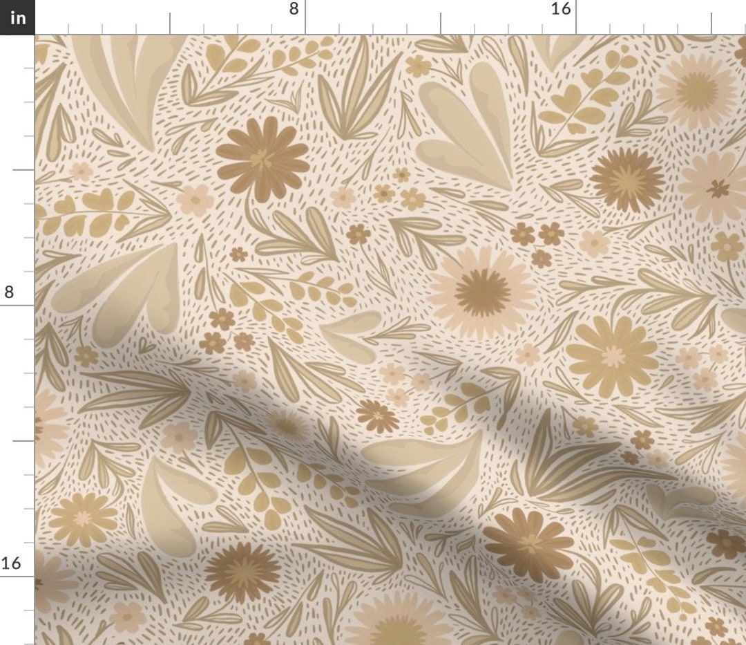 Neutral Botanicals Fabric Neutral Meadow Flowers by - Etsy