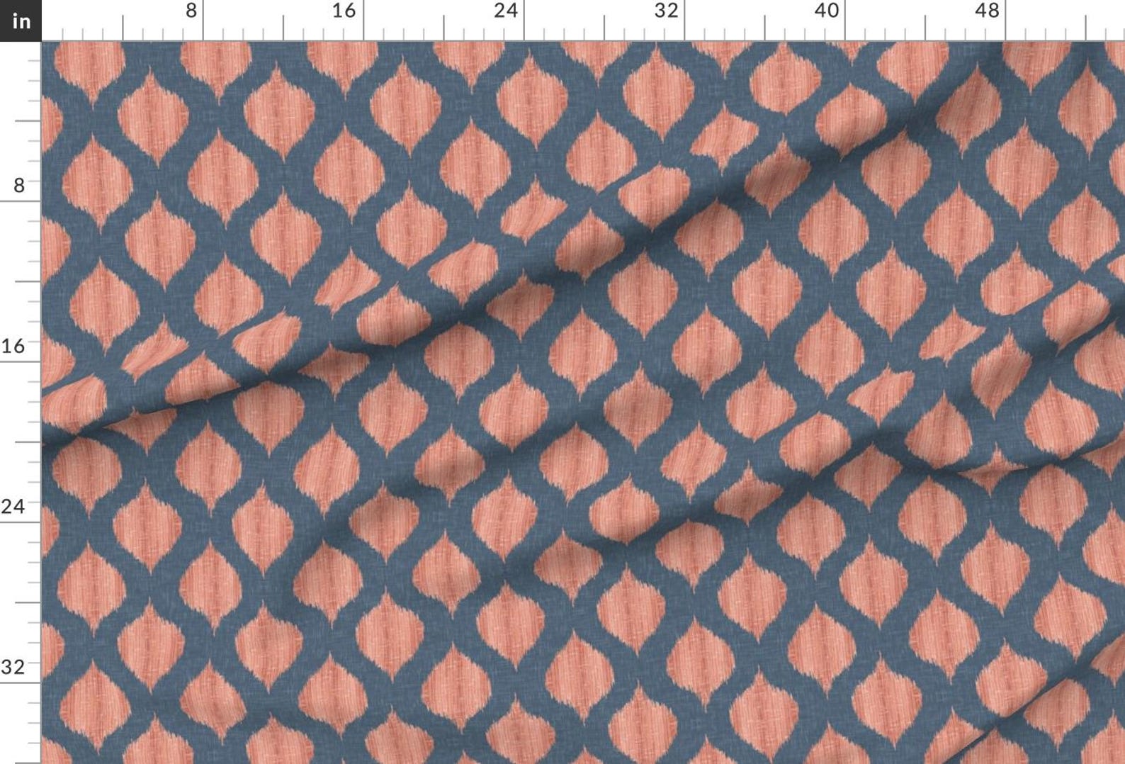 Modern Ikat Fabric - Lela Ikat // Navy and Coral by Willowlanetextiles ...
