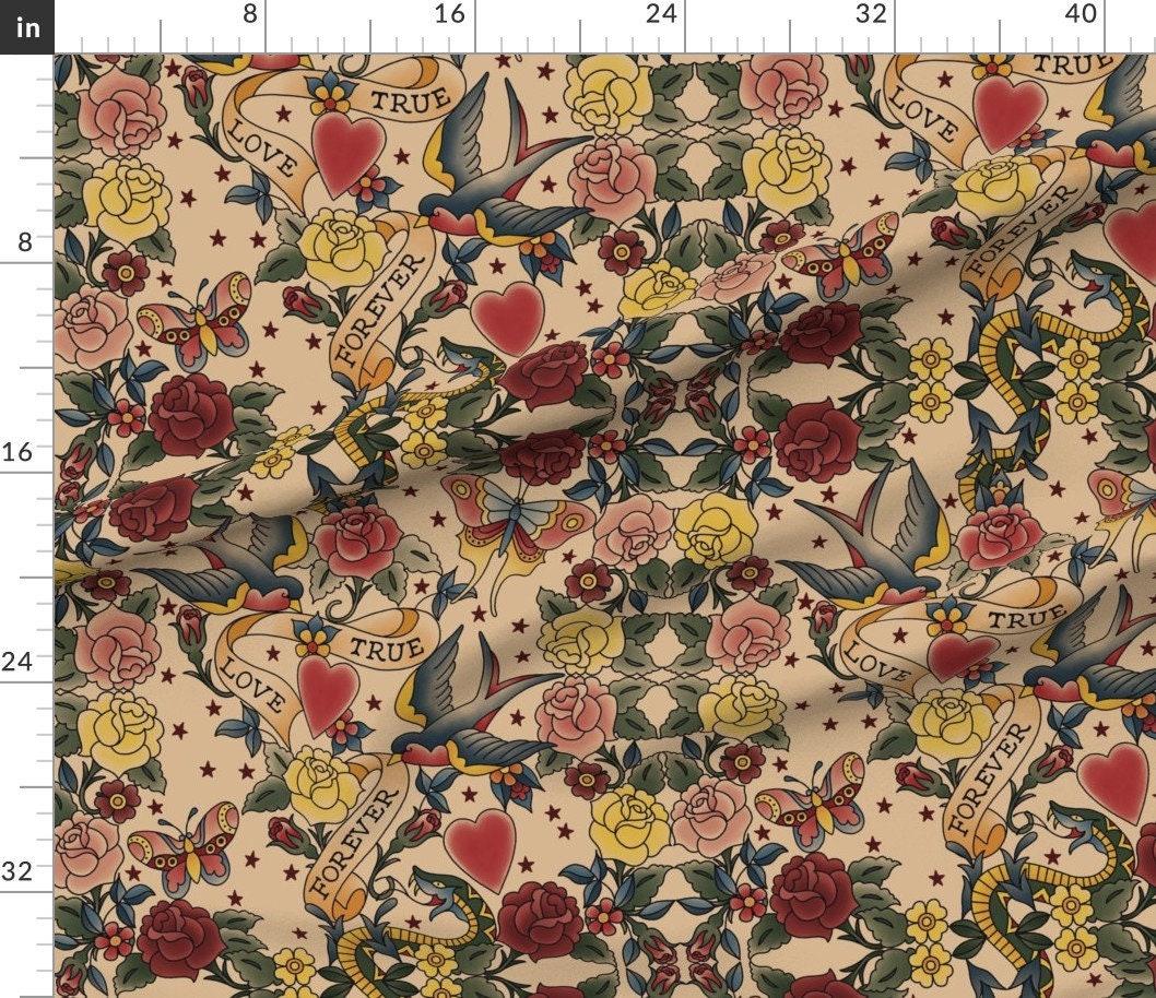 Tattoo Fabric Tattoo Me Tattoo You by Stitchyrichie Tattoo - Etsy Australia