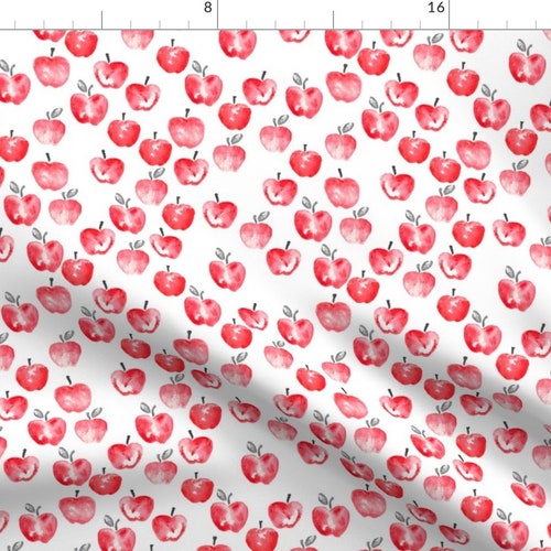 Apples Fabric Watercolor Apples Red by Littlearrowdesign - Etsy