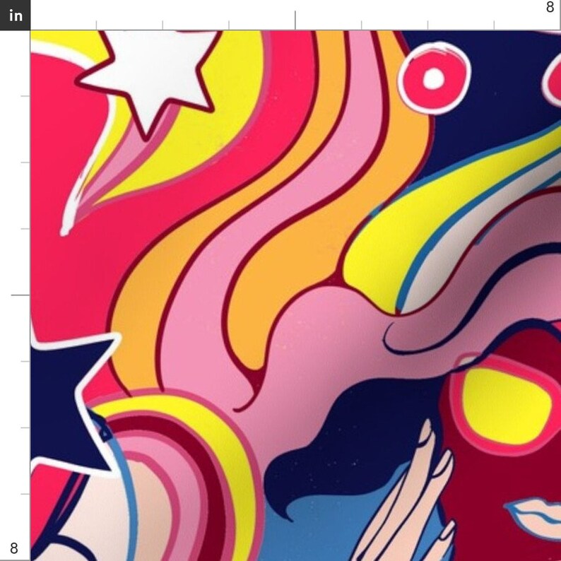 Hippie Pop Art Pink Retro Fabric Roller Disco Party 70s - Etsy