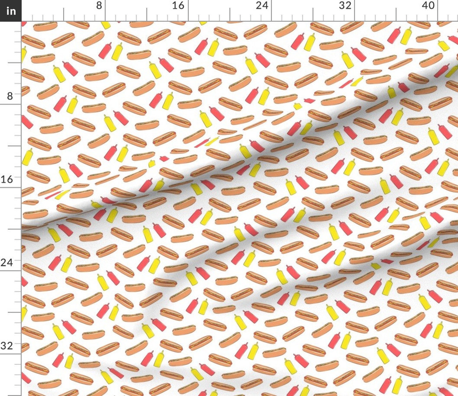 Hot Dog Fabric Hot Dogs With Condiments by Littlearrowdesign - Etsy
