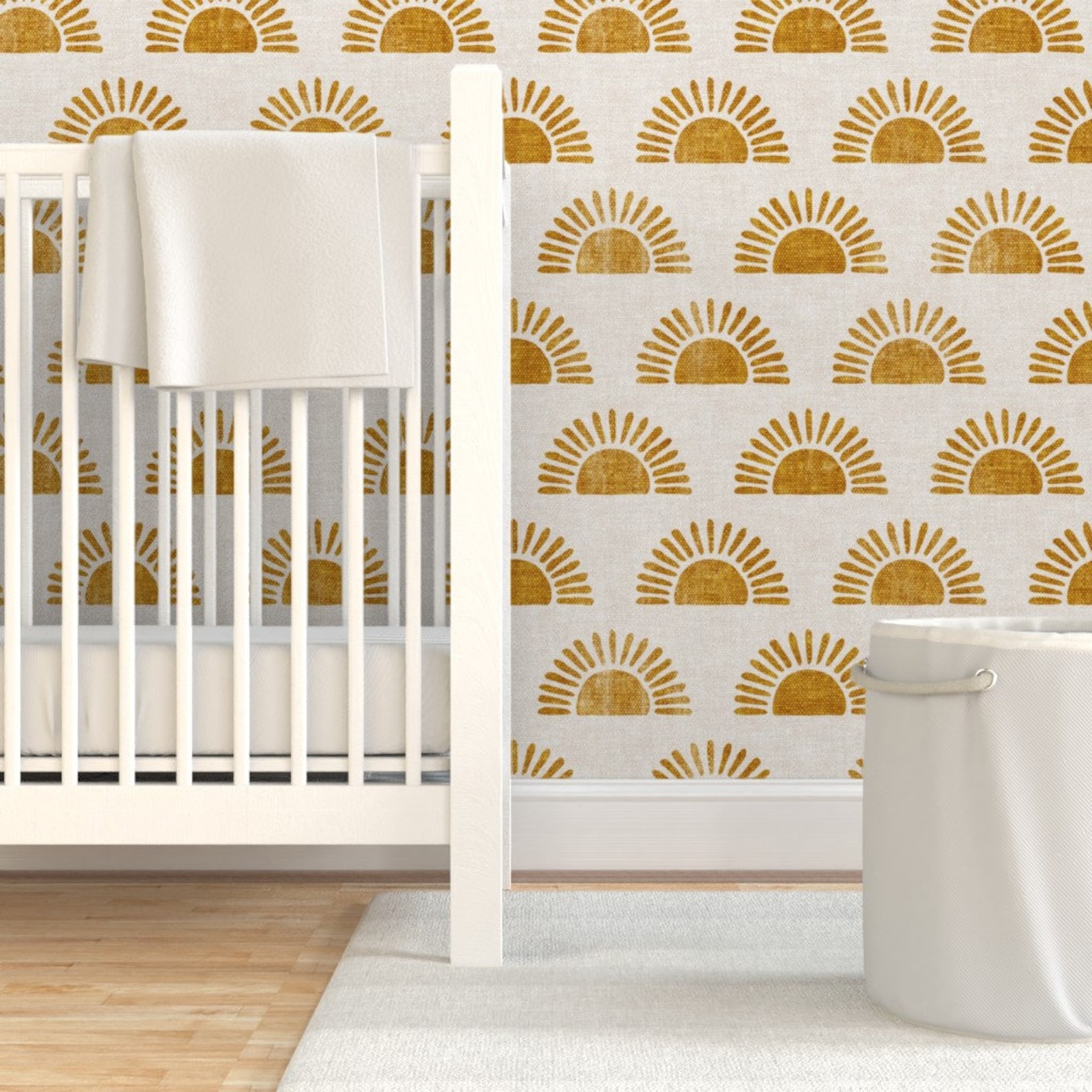 Block Print Sun Wallpaper Sunshine by Littlearrowdecor - Etsy