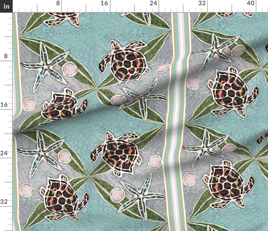 Sea Turtle Fabric Sea Turtles Kelp Batik By | Etsy
