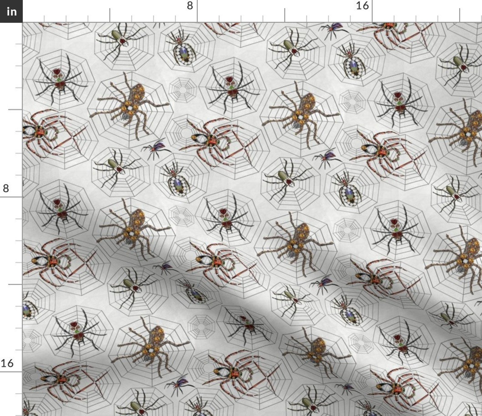 Spider Web Fabric Spiders Galore by Mag-o Halloween Insect - Etsy