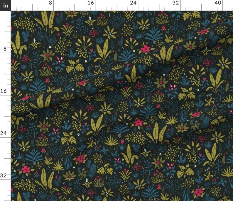 Tropical Botanical Fabric Dark Tropic By Caleb Luke Lin | Etsy