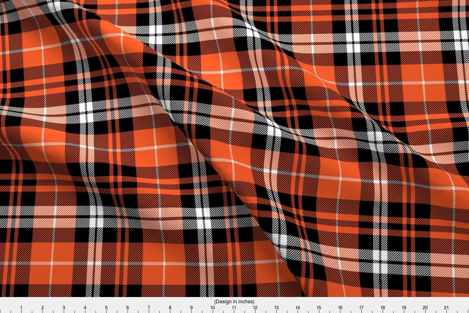 Orange Plaid Fabric Pumpkin Fall Plaid OrangeBlackWhite By | Etsy