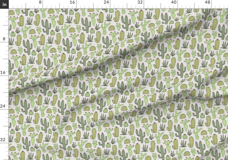 Cactus Fabric Cacti Cactus In Green By Caja Design Cactus | Etsy