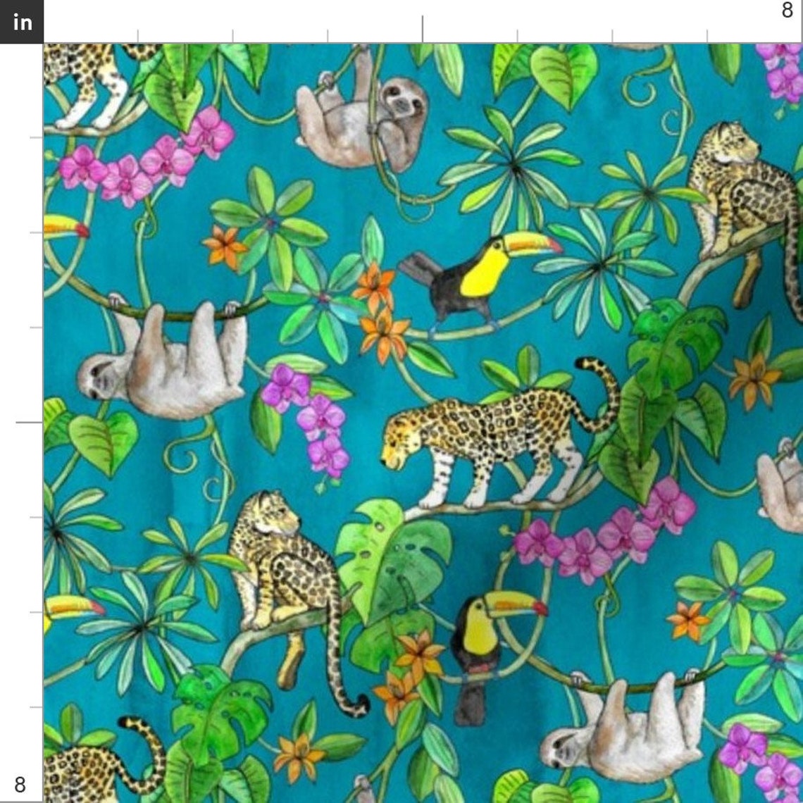Rainforest Tropical Fabric Rainforest Friends Watercolor - Etsy
