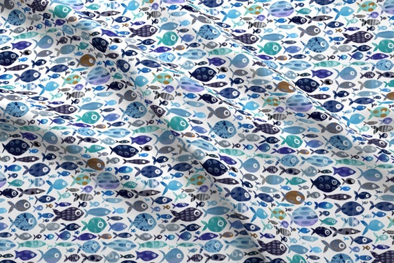 Summer Fish Fabric Blue Watercolour Fish By Emmaallardsmith | Etsy