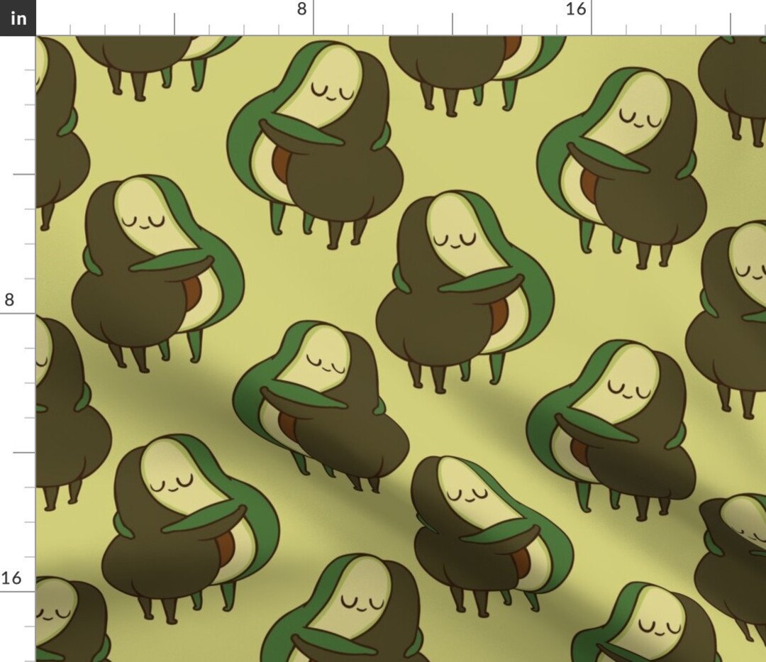 Hugging Avocados Green Illustration Fabric Avo Cuddle by Huebucket ...