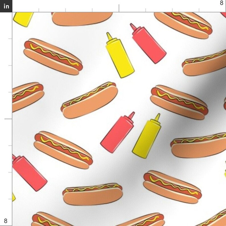 Hot Dog Fabric Hot Dogs With Condiments by Littlearrowdesign - Etsy