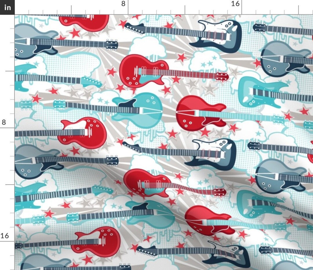 Rock and Roll Fabric Rock and Roll by Cjldesigns Rock and Roll Blue Red ...