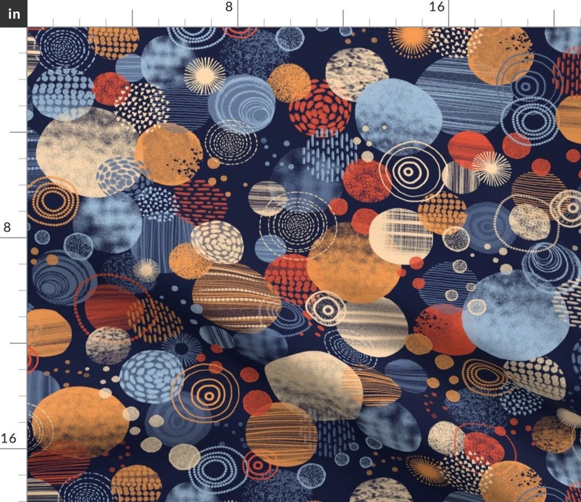 Modern Circle Fabric Clustering Circles by Catalinakim | Etsy