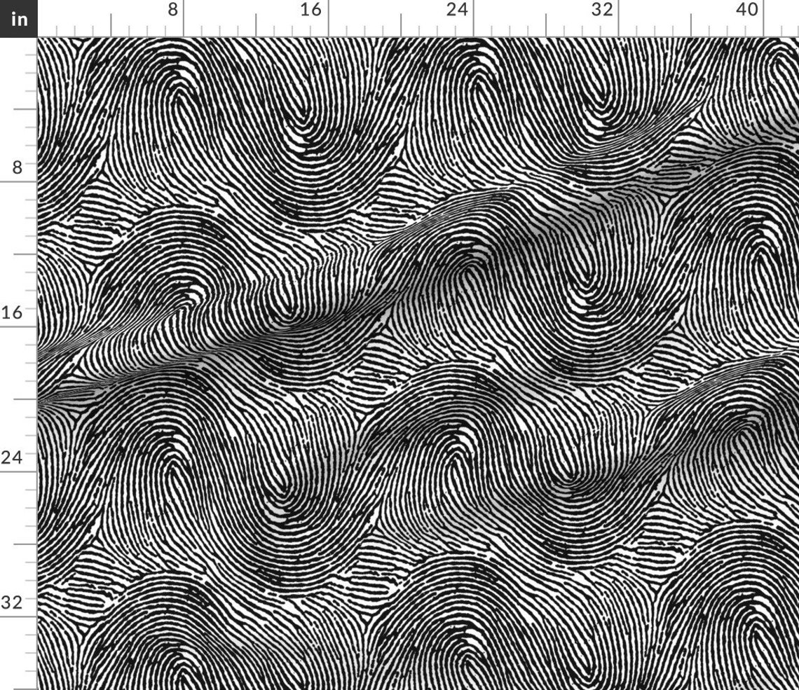 Black and White Fingerprints Fabric Fingerprint Stripes | Etsy Canada