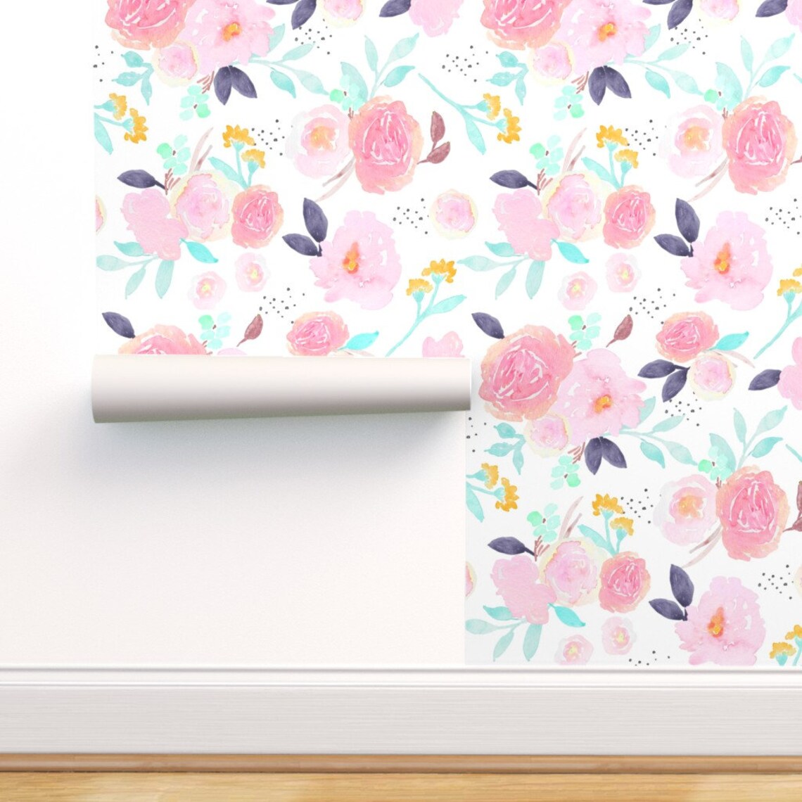 Watercolor Floral Wallpaper Penelope Garden A by - Etsy