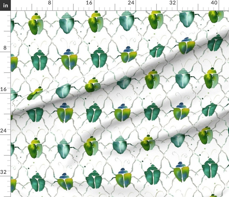 Watercolor Beetle Fabric Beetle Pattern by Karismithdesigns | Etsy