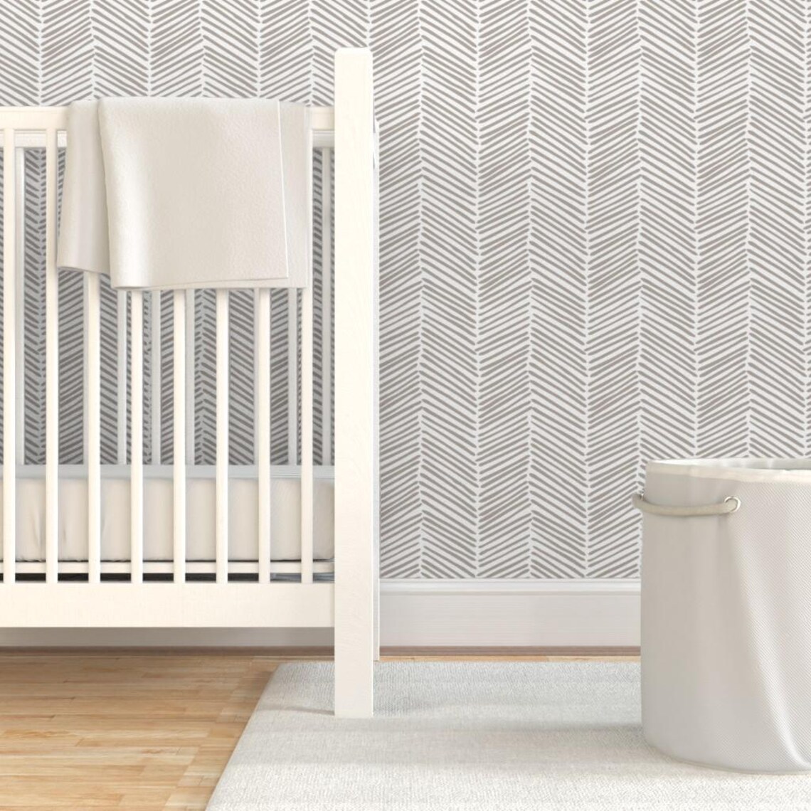 Herringbone Wallpaepr- Freeform Arrows Large in Greige by Domesticate ...