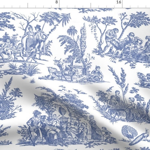 Toile Fabric Marseilles Toile Blue and White by - Etsy Australia