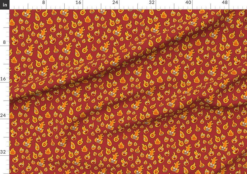 Fire Flame Faces Fabric Funky Flames By Amber Morgan Fire | Etsy