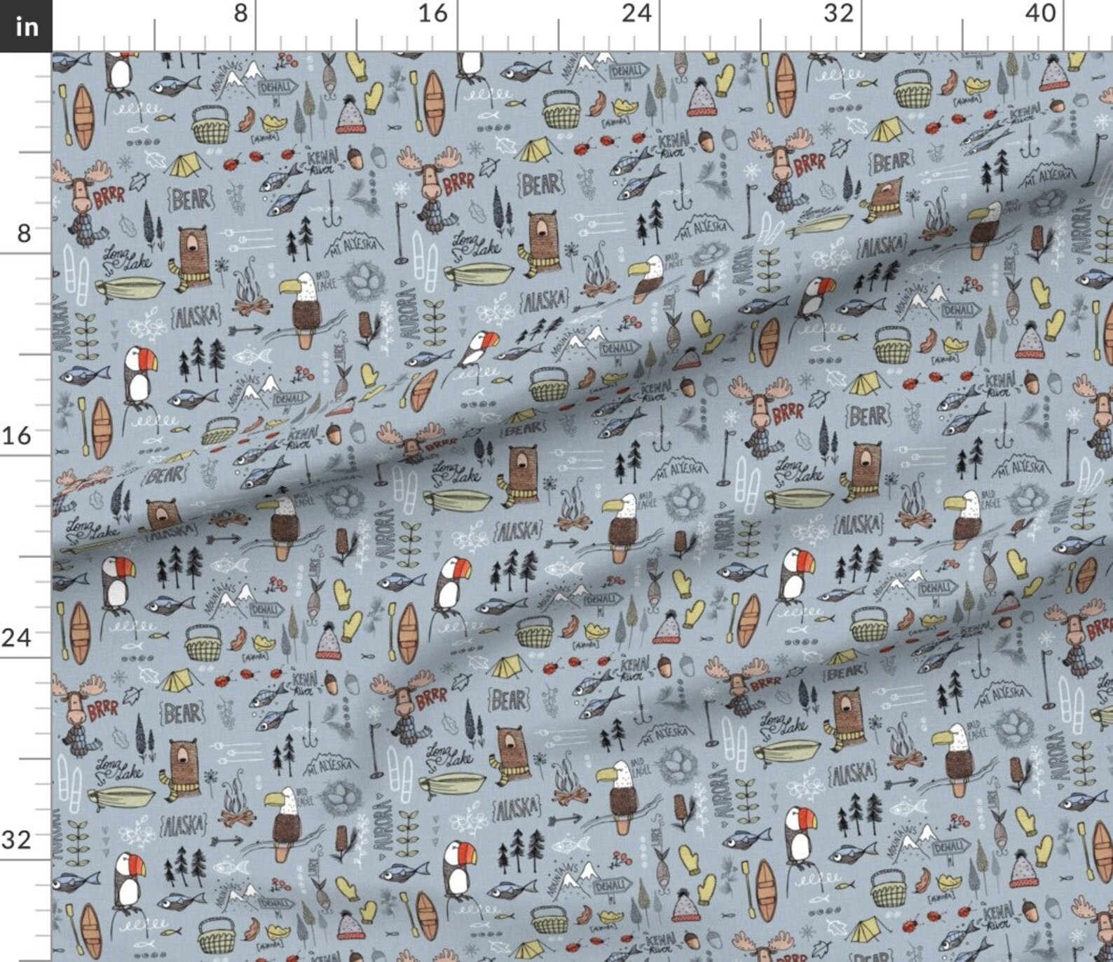 Boho Alaskan Adventures Fabric Alaskan Adventure Blue by - Etsy