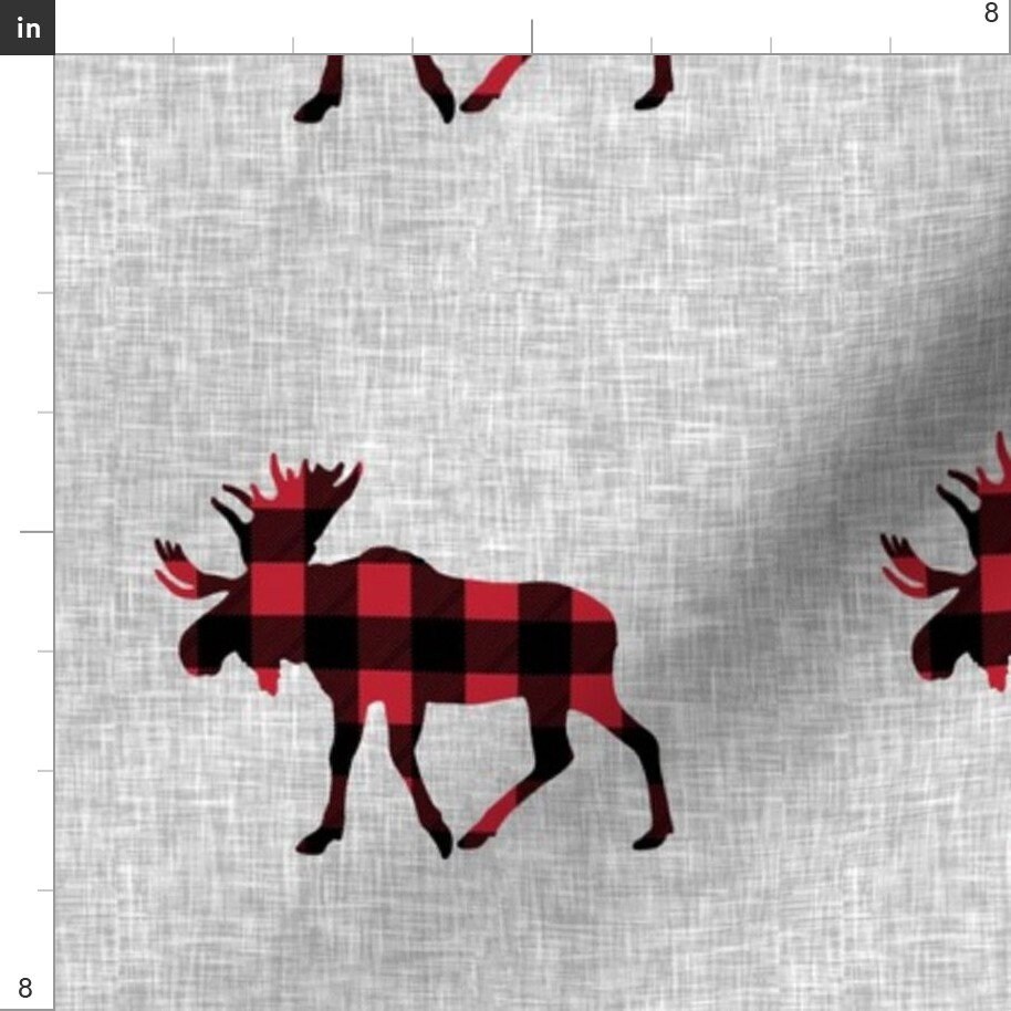 Buffalo Plaid Moose Fabric 6 Quilt Block Moose - Etsy