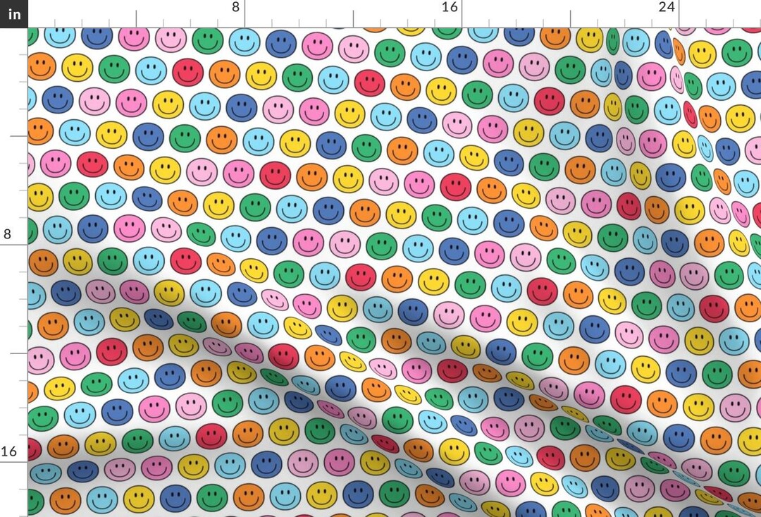 Smileys Fabric - Rainbow Happy Face by Misstiina - Doodles Kids ...