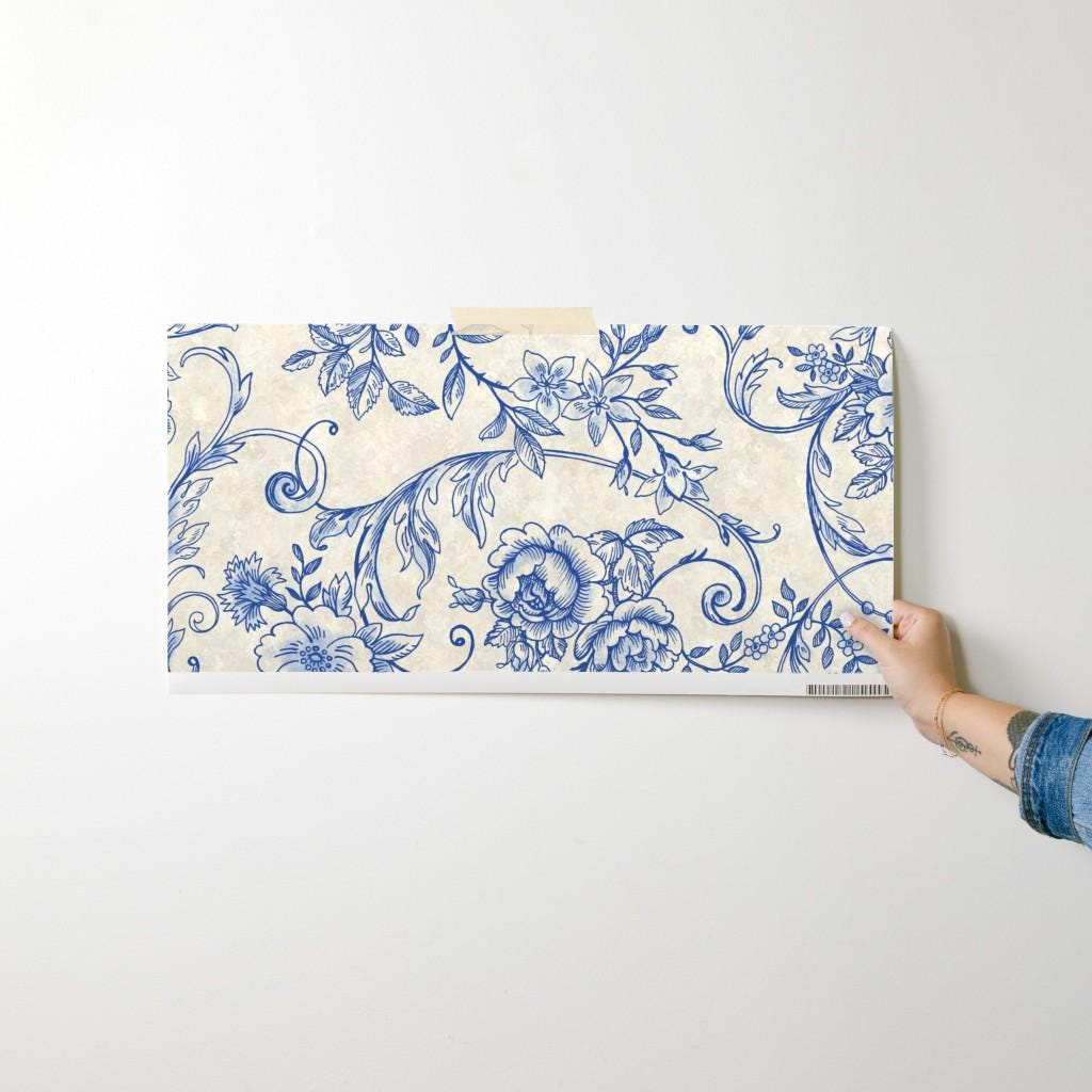 Rococo Chintz Removable Peel and Stick Wallpaper - Delicate Toile ...