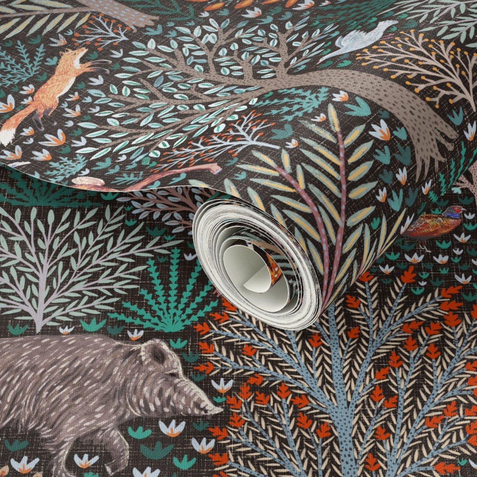 Rustic Wallpaper - Forest Animals by Rebecca_reck_art - Woodland ...