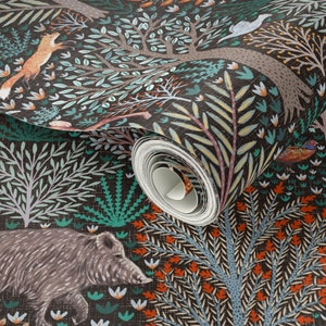 Rustic Wallpaper - Forest Animals by Rebecca_reck_art - Woodland ...