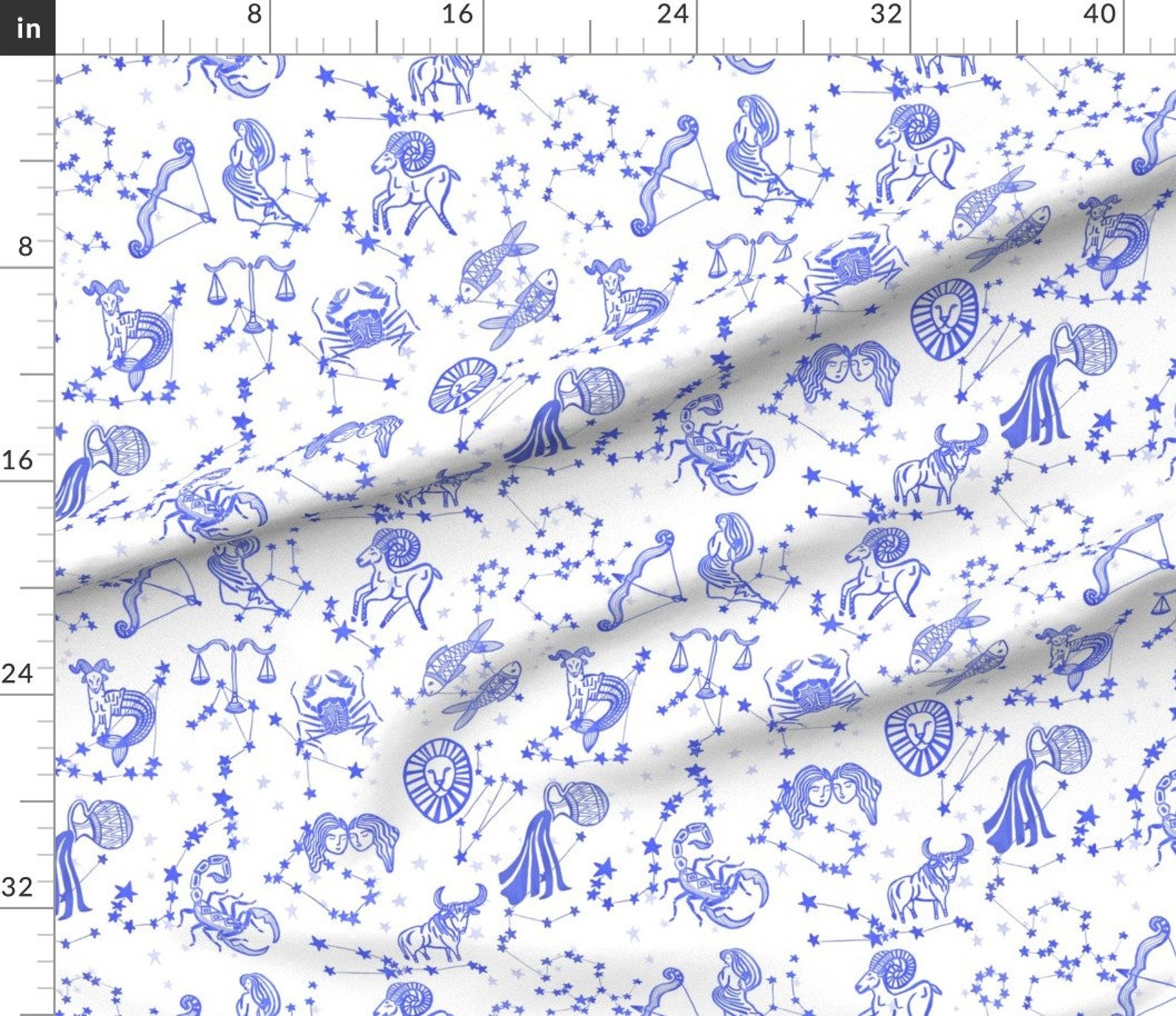 Astrology Blue Constellations Fabric Blue Astrology Zodiac - Etsy