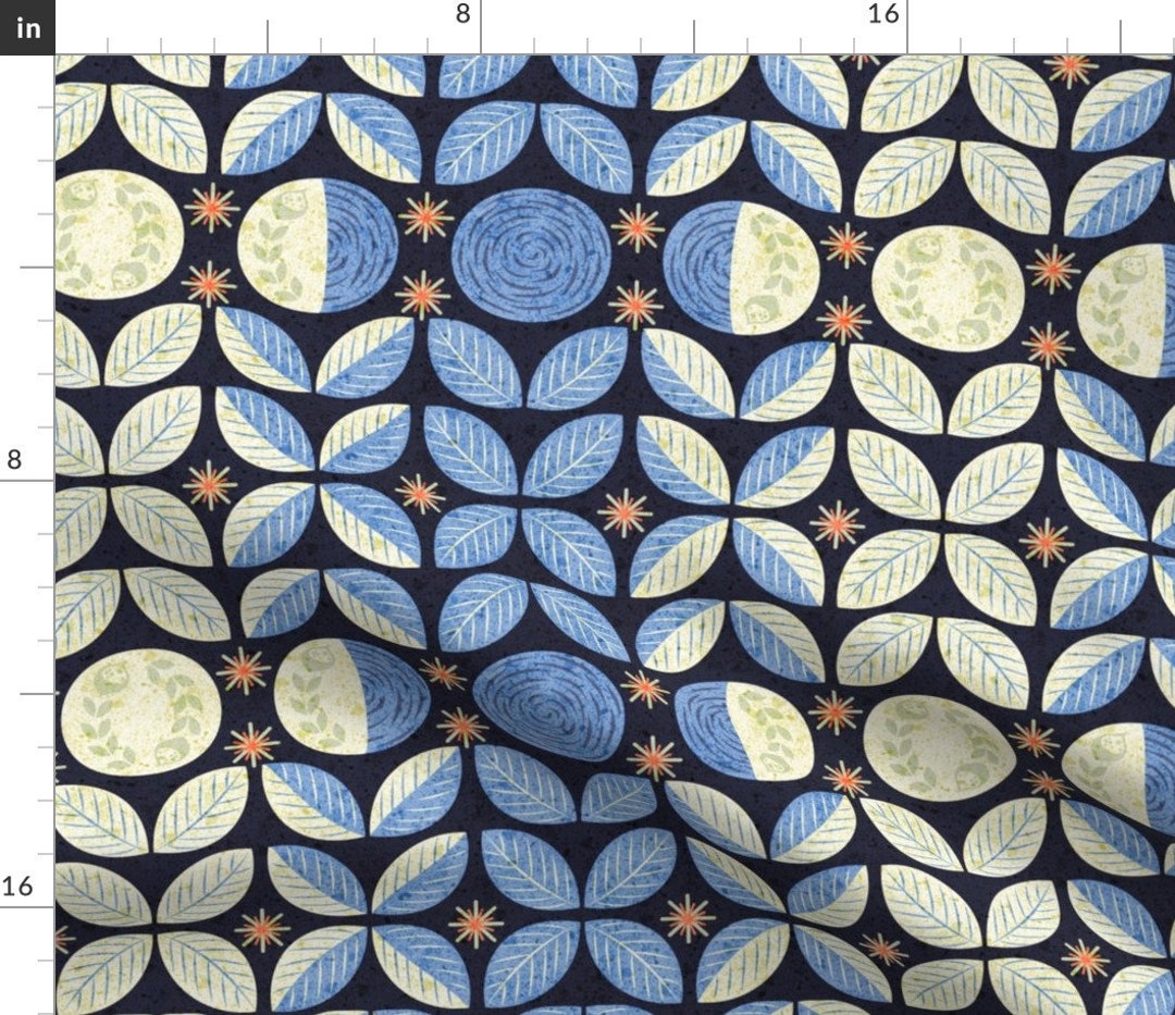 Moon Phases Fabric Moon-phases by Gaiamarfurt Modern Folk - Etsy