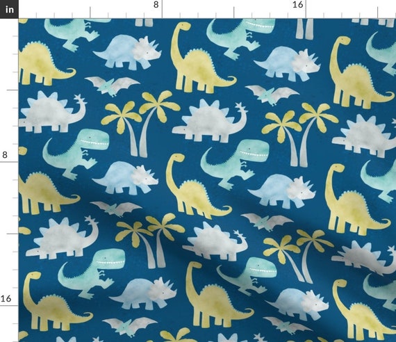 Dinosaur Fabric Dinosaur Pattern Blue by Nick Neuman | Etsy