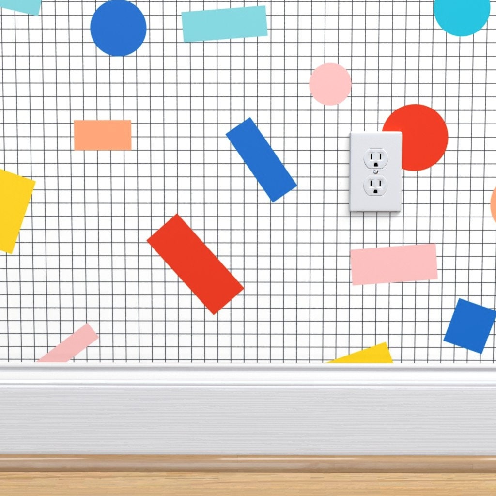 Retro Wallpaper Color Block Grid by Louisemargaret Retro - Etsy