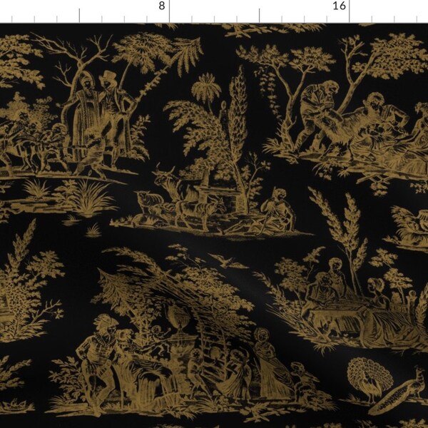 Gold Toile Fabric - Etsy