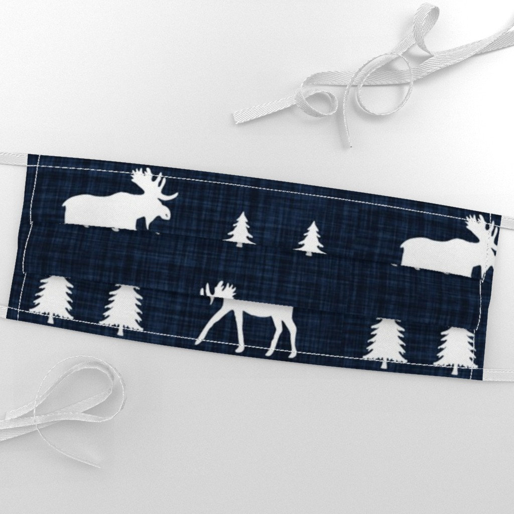 Navy Moose Fabric Moose Trot Navy By Ivieclothco Navy | Etsy