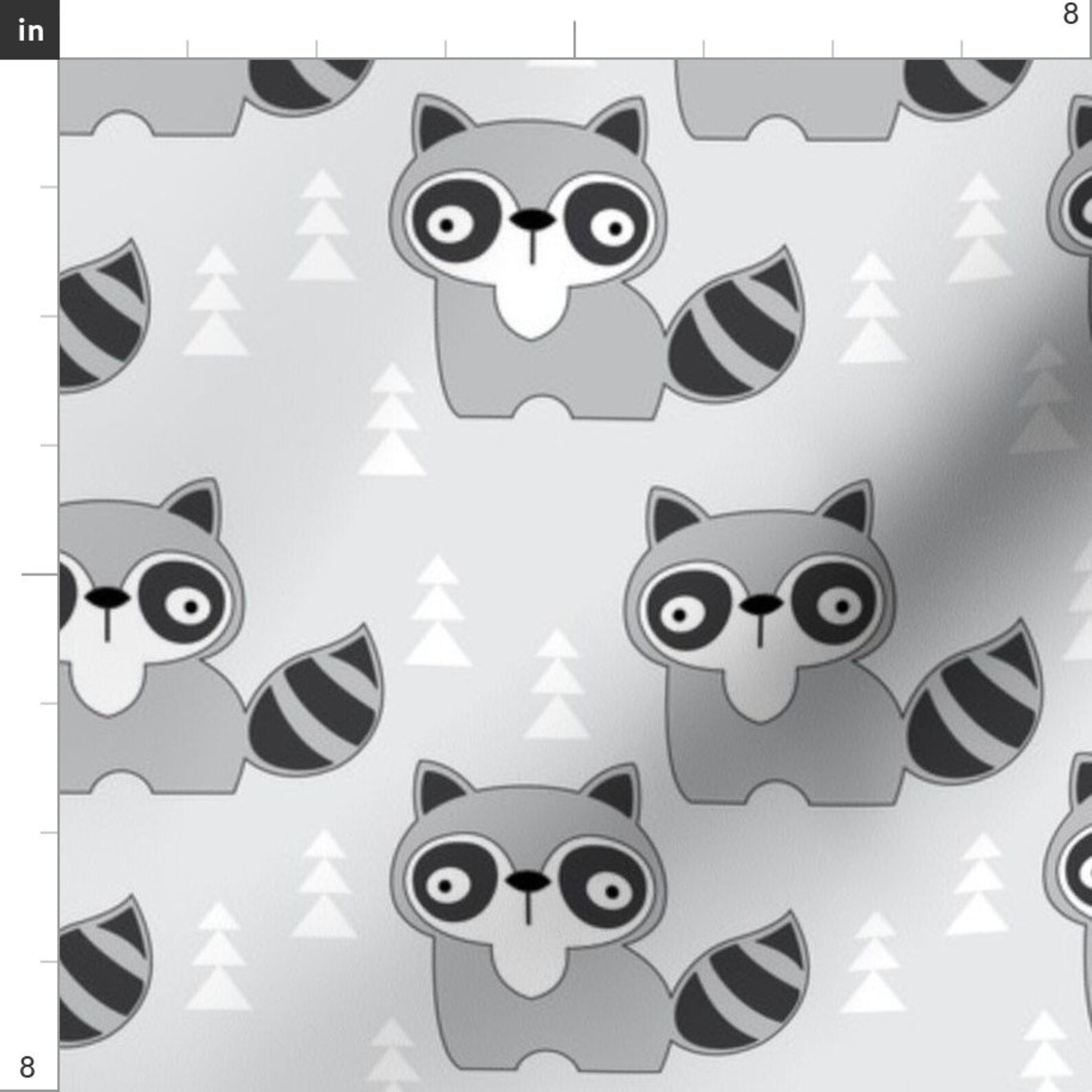 Raccoon Fabric Raccoons on Gray by Lilcubby Raccoon Trees - Etsy