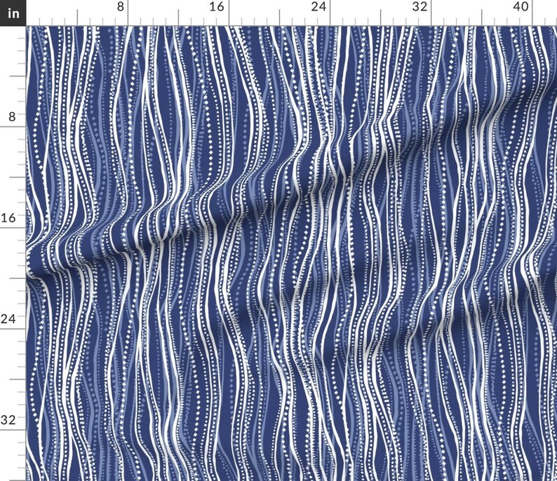 Indian River Textiles Fabric Castaways Indigo White by | Etsy