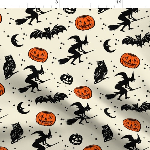 Halloween Fabric Halloween Orange Black by Retrorudolphs - Etsy