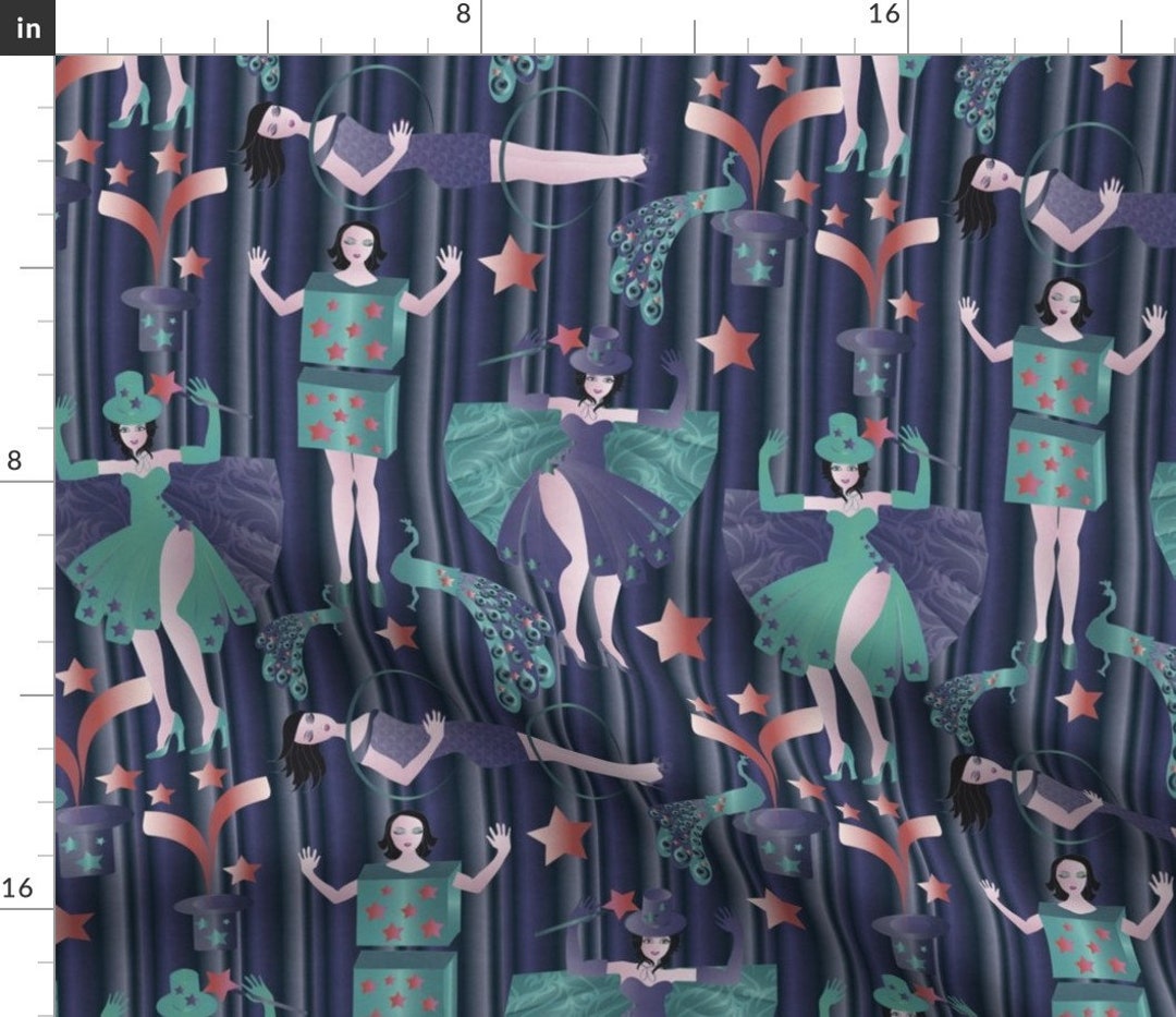 Magician Fabric Magic in Green by Kociara Magician Magic - Etsy