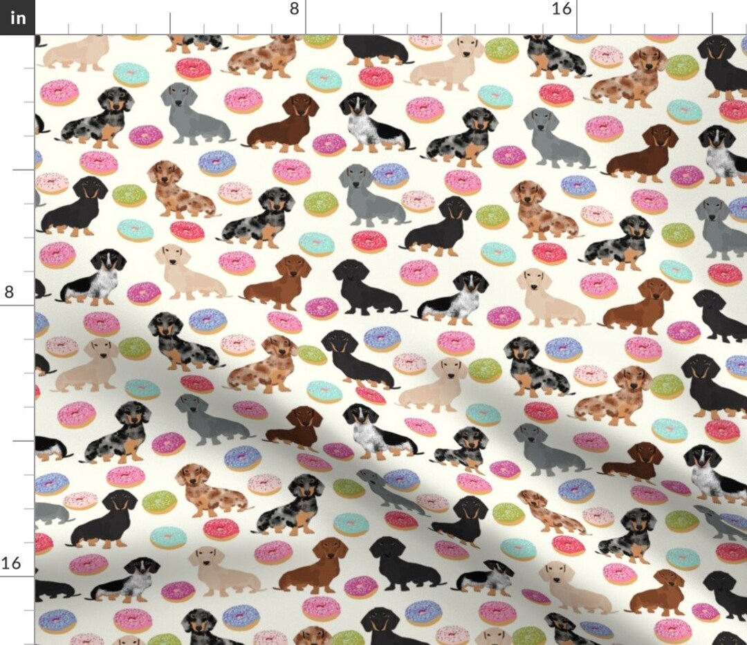 Dachshunds Fabric Doxie Dachshunds Donuts Cute Dog Fabric - Etsy