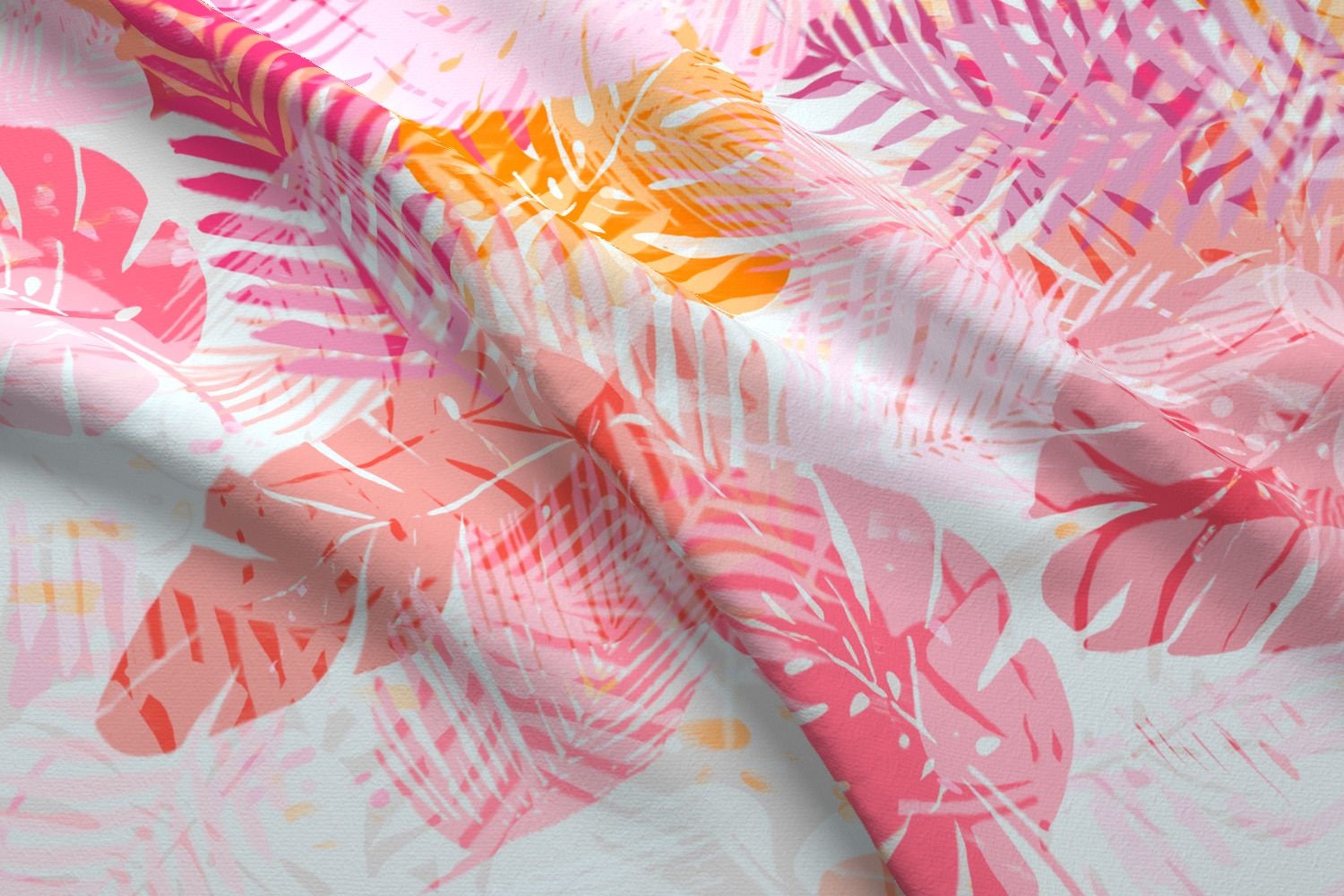 Pink Summer Palms Fabric Tropical Palms By Fable Design | Etsy