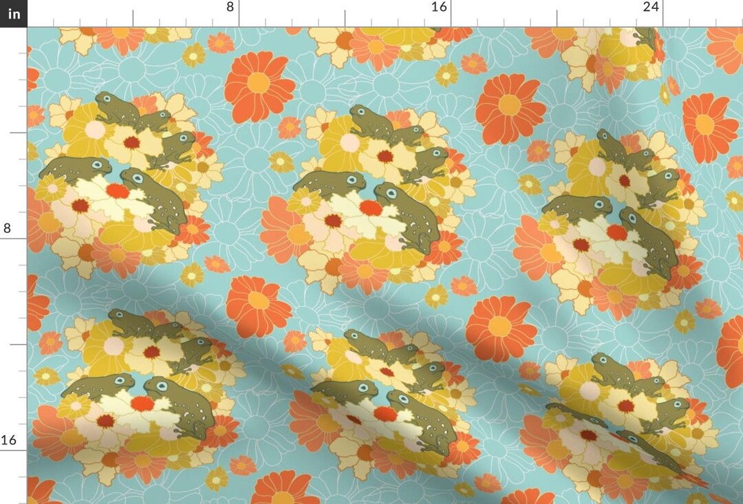 Green Toads Fabric - Hoppy Family by Yellowmooddesigns - Whimsical ...