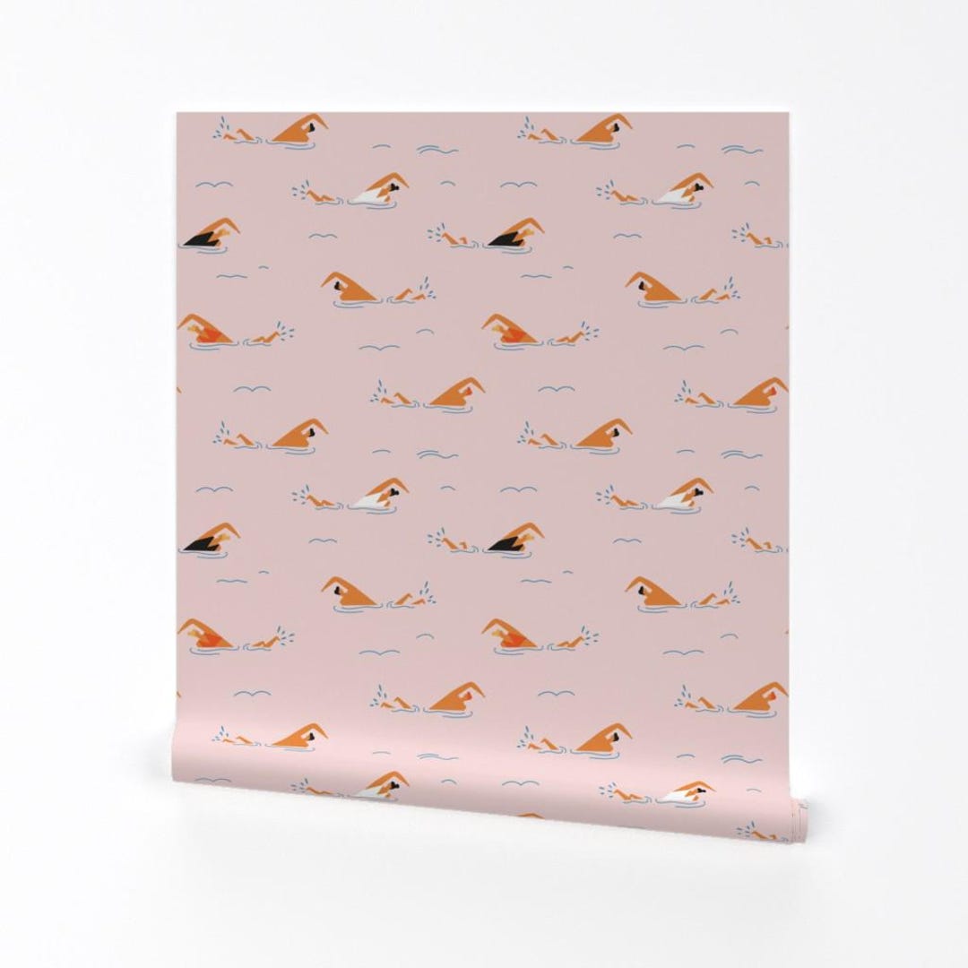 Swim Wallpaper - Swimming Pool in Pink by Tasiania - Swim Sport Pink ...