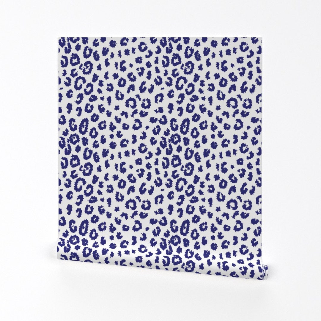 Leopard Wallpaper Summer Leopard in Blue by Domesticate - Etsy