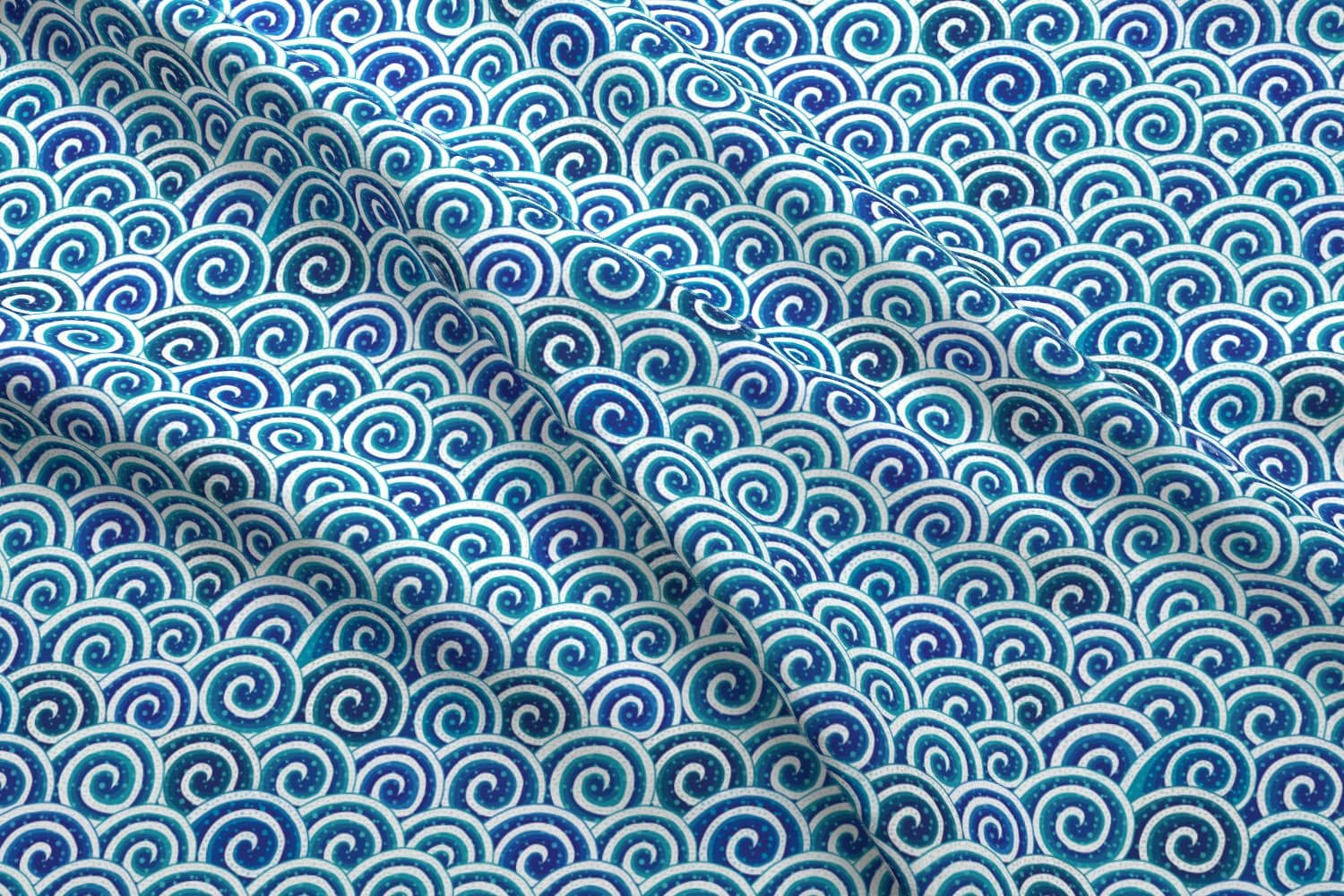 Waves Fabric Waves Of Waves By Sandityche Waves Blue Swirl | Etsy