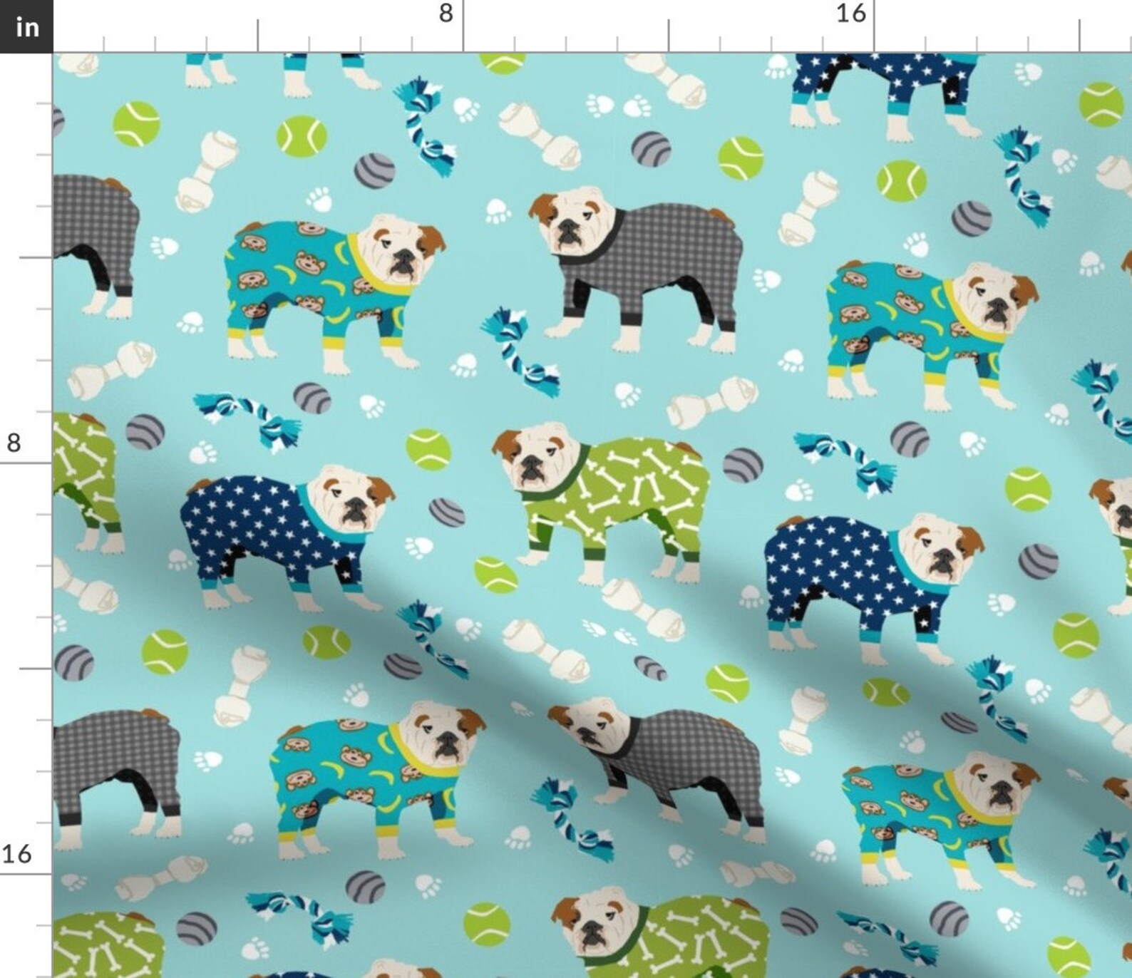 English Bulldog Fabric English Bulldog Pajamas Dog Breed by - Etsy