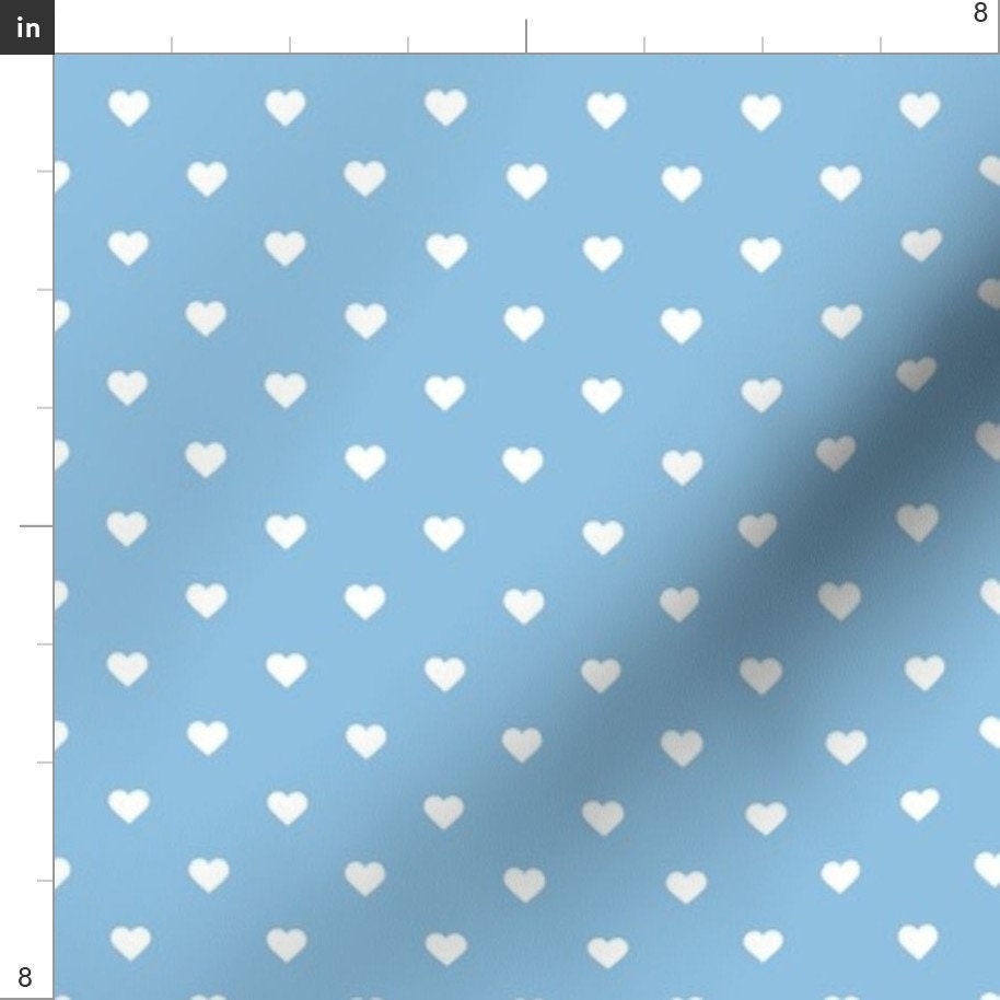 Hearts Fabric Sky Blue Polka Dot Hearts by Sweetzoeshop | Etsy