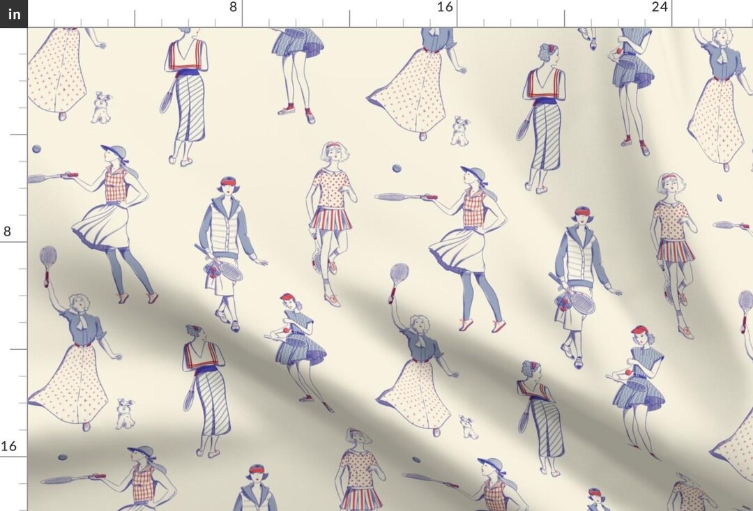 Vintage Style Sports Fabric - Vintage Tennis Court by House_of_haricot ...