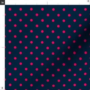 Navy Dots Fabric - Mini Hot Pink Polka Dots on Navy Blue by Paper and ...